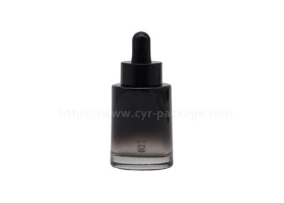 China Luxury Black Essential Oil Bottle Dropper Serum Glass Cylinder Cosmetic for sale