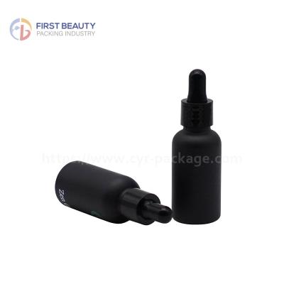 China Empty Essential Oil Dropper Glass Bottles Matte Black 5ml - 100ml for sale