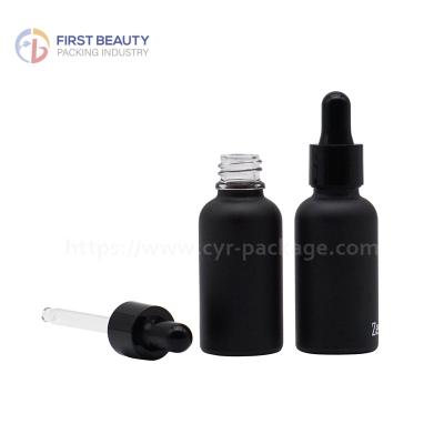 China Empty Essential Oil Dropper Glass Bottles Matte Black 5ml - 100ml for sale