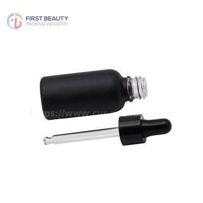 China Empty Essential Oil Dropper Glass Bottles Matte Black 5ml - 100ml for sale