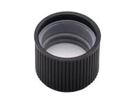 China Child Proof Cap Black Screw Thread Plastic Cap 18mm Ribbed Closure for sale