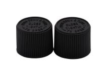 China Child Proof Cap Black Screw Thread Plastic Cap 18mm Ribbed Closure for sale