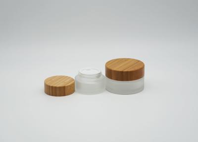 China Natural Bamboo Cream 30g Luxury Glass Cosmetic Jars for sale