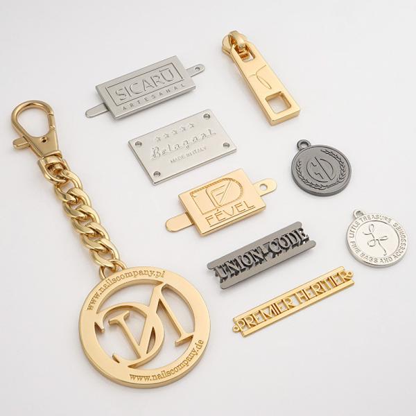 Quality Custom Metal Logo Tag For Handbag Luxury Gold Silver Letters Name Plate Clothing Label for sale
