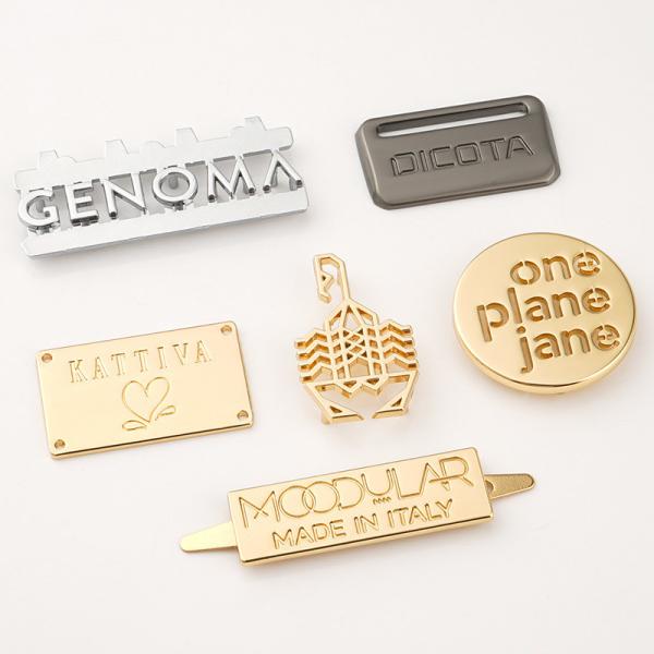 Quality Custom Metal Logo Tag For Handbag Luxury Gold Silver Letters Name Plate Clothing for sale
