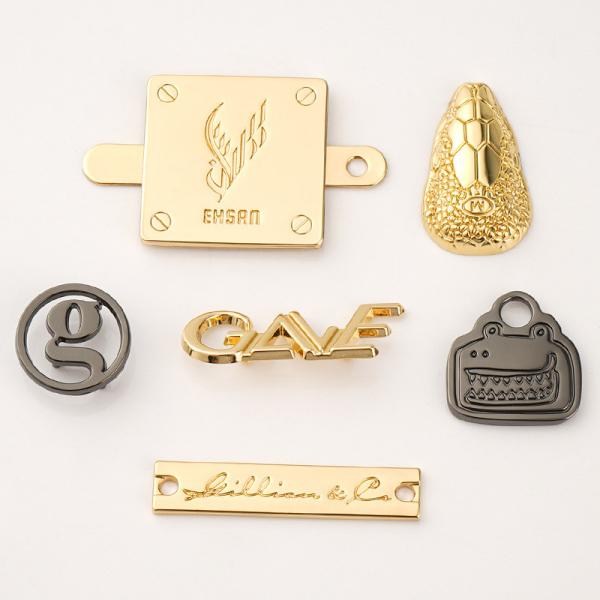 Quality Custom Metal Logo Tag For Handbag Luxury Gold Silver Letters Name Plate Clothing for sale