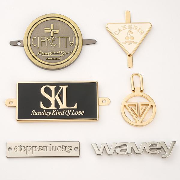Quality Custom Metal Logo Tag For Handbag Luxury Gold Silver Letters Name Plate Clothing for sale