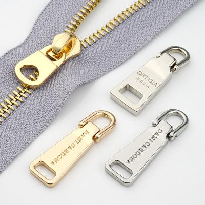 China Non Lock Slider Type Zipper Sliders For Designer Handbag Custom Logo Zipper Pull Metal for sale
