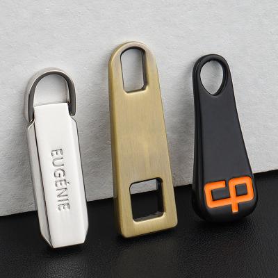 China Non Lock Slider Type Zipper Sliders For Designer Handbag Custom Logo Zipper Pull Metal for sale