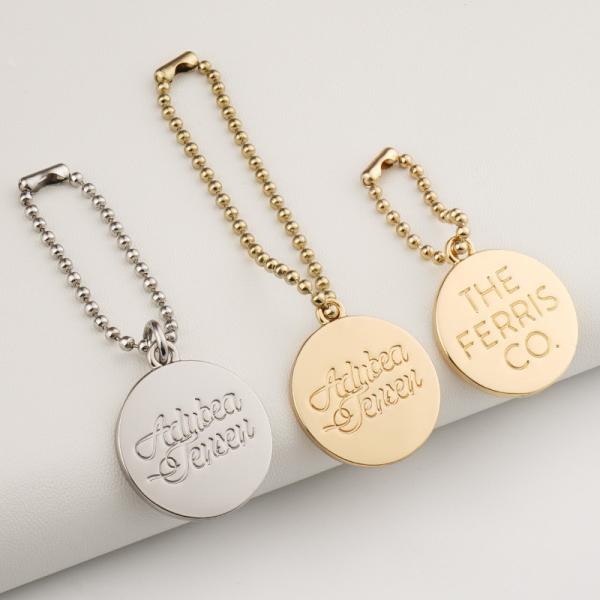 Quality Handbag Hanging Logo Tag Round Hang Embossed Metal Bag Logo for User-Friendly for sale