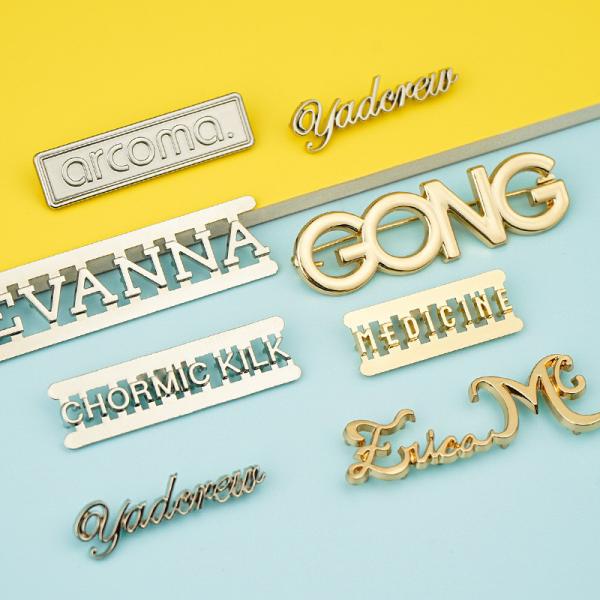 Quality Bag Parts Accessories Metal Tag Custom Letters Logo For Bag Embellishment for sale