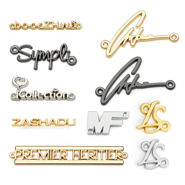 Quality User-Friendly Style Custom Metal Letter Logo for Handbags Gold Tag Separated for sale