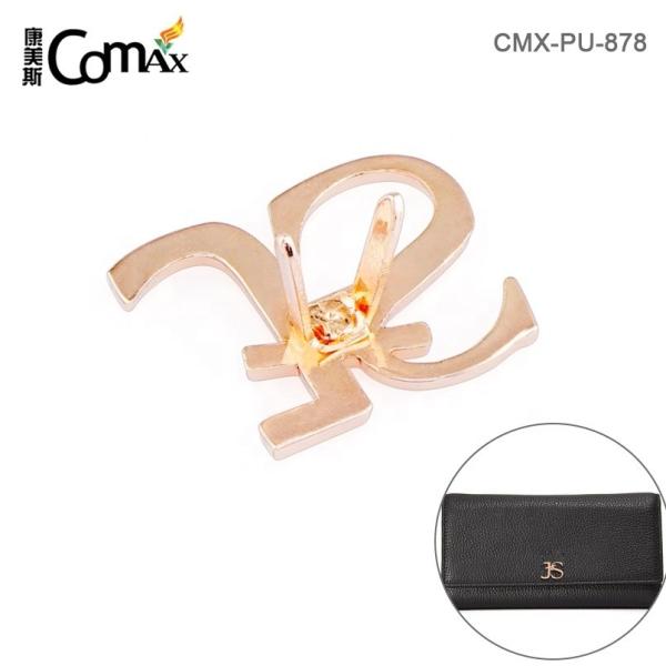 Quality Direct Customized Metal Plate Logo Superior Rose Gold Letters Tag For Handbags for sale