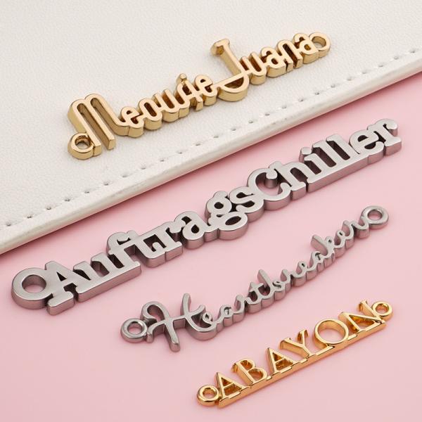 Quality Custom Gold Plated Metal Letter Logo Nameplate Perfect for Handbags Personalized for sale