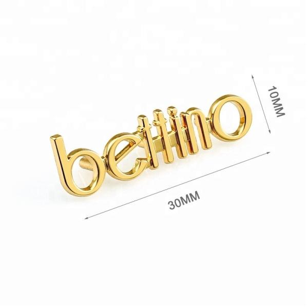 Quality Fashion Design Custom Letter Metal Logo Plate for Handbags Letters Together Gold for sale