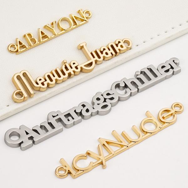Quality Fashion Design Custom Letter Metal Logo Plate for Handbags Letters Together Gold for sale