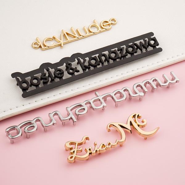 Quality Nickel-free Alloy Letters English Letter Luxury Logos Metal Gold Metallic Logo for sale
