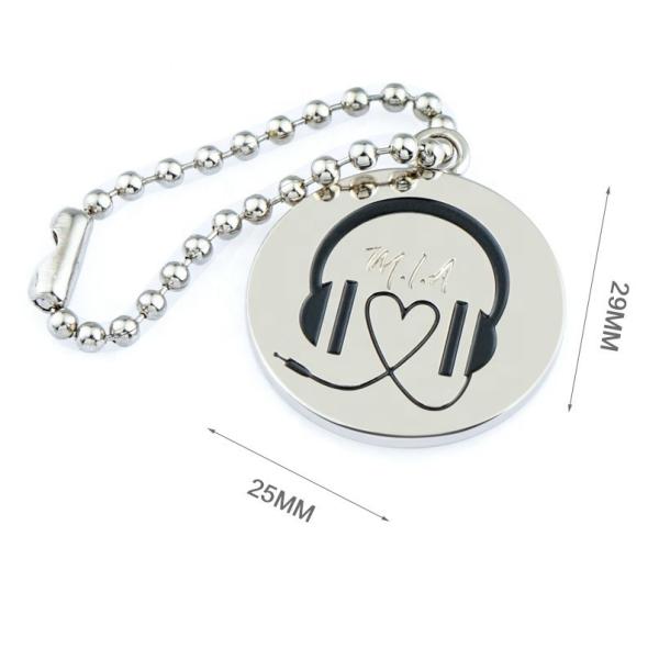 Quality Style Round Metal Tag with Ball Chain Eco-friendly Custom Hanging Metal Logo for sale