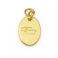 Quality Customized Gold Metal Hang Tag for Handbags ROHS Certified Engraved Oval Shape for sale