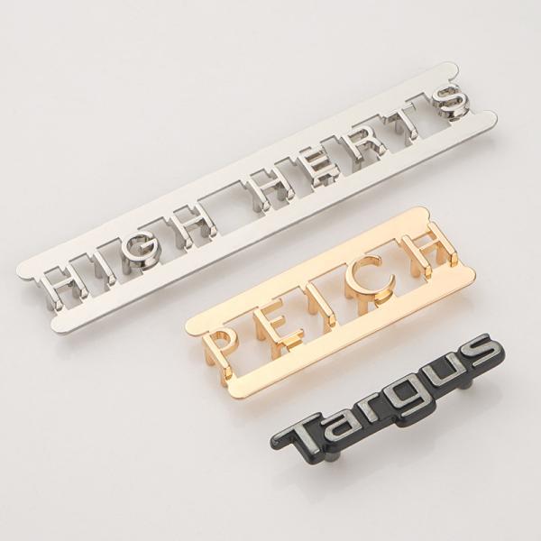 Quality Customized Size Black Metal Letters For Bags Personalized Fashion Label Logo for sale