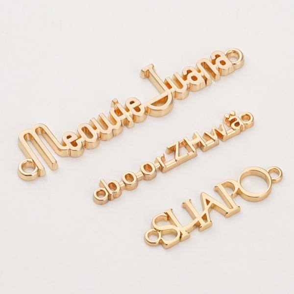 Quality Customized Size Black Metal Letters For Bags Personalized Fashion Label Logo for sale