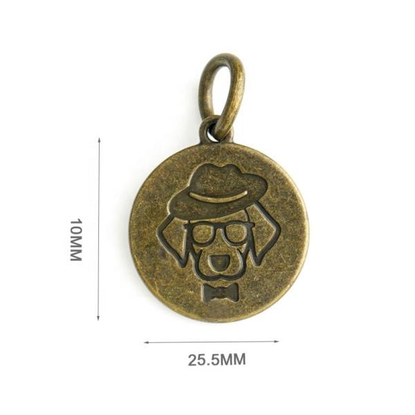 Quality Antique Brass Engraved Metal Tag For Hanging Bag Round Shape Design Customized Logo for sale