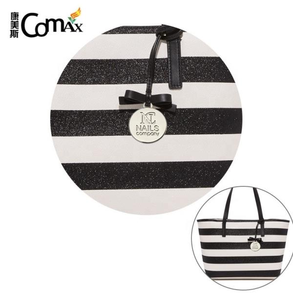 Quality Round Shape Handbags Customized Zinc Alloy Logo Engraving On Metal With Ring for sale