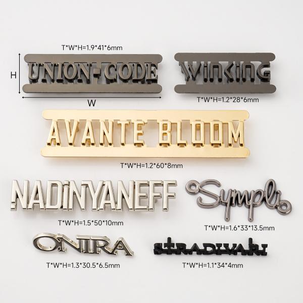 Quality Separate Letters Metal Bag Labels Custom Metal Letter Logo Tag For Luxury Handbags for sale