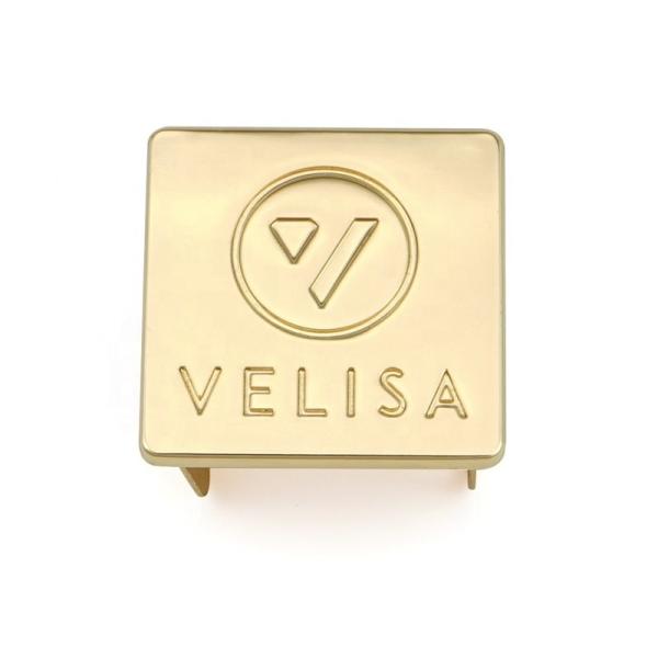 Quality Golden Engraved Metal Logo Plate For Handbags Custom Logo Craftsmanship for sale