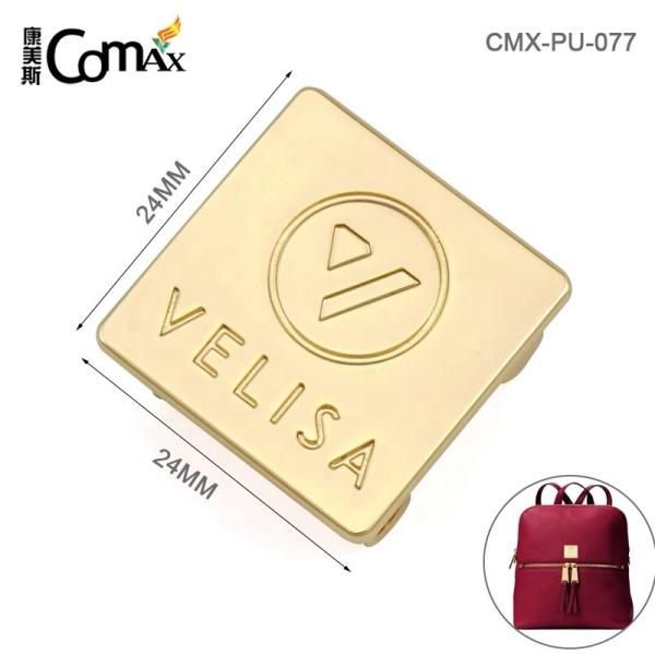 Quality Golden Engraved Metal Logo Plate For Handbags Custom Logo Craftsmanship for sale