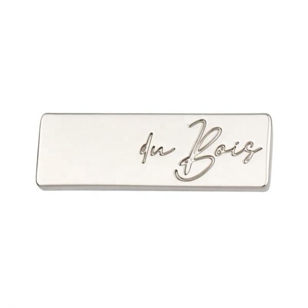 Quality Rectangle Handbag Hardware Eco-friendly Metal Logo Labels Custom Silver Logo Plate for sale