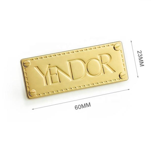 Quality Customized Logo Metal Label Plate for Luxury Handbags Gold Finish Decorative Screws for sale