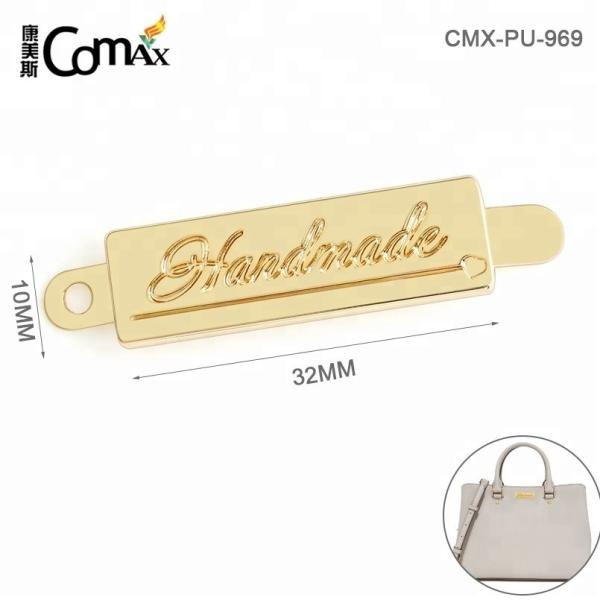 Quality Superior Metal Label For Handbags Custom Rectangle Gold Name Plate Hardware for sale