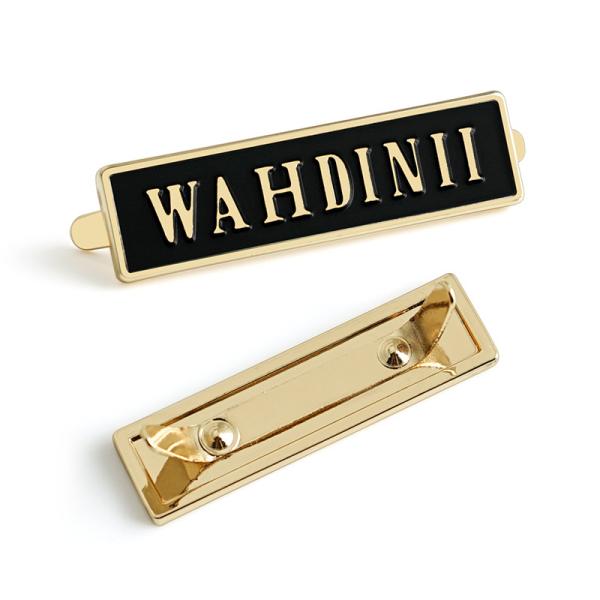 Quality Handbag Hardware Metal Tag Gold Color Custom Metal Name Plate with Black Background for sale