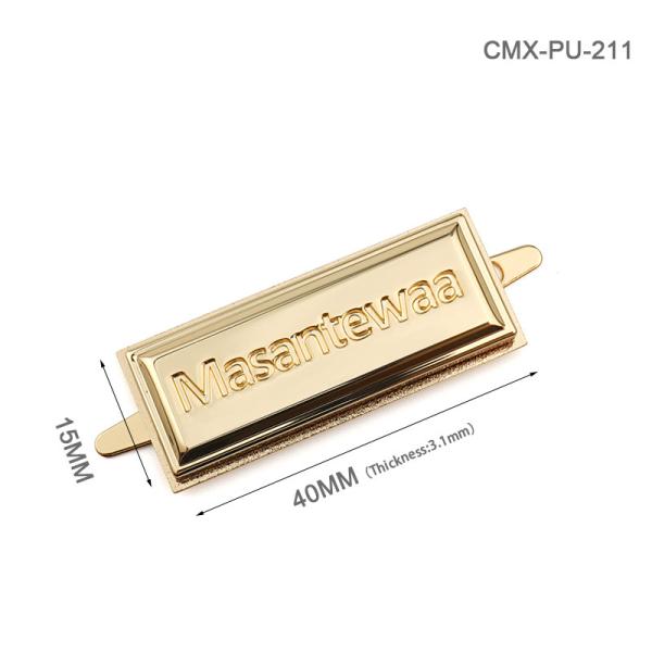Quality Handbag Gold Metal Label Customized Size 2 Prong Label with Nickle-Free Material for sale