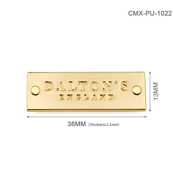 Quality Handbag Hardware Custom Engraved Metal Die Cast Logo Plate With Debossed Tag And for sale