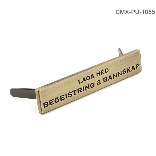 Quality Handbag Accessories Brushed Bronze Personalized Metal Logo for Customised Bag for sale