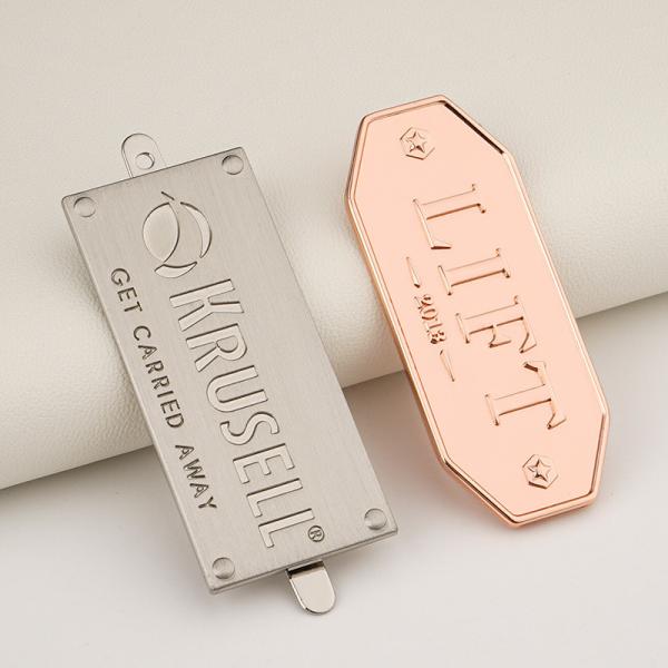 Quality Metal Label Custom Engraved Logo Plate Bag Hardware for Gunmetal Logo Bag for sale