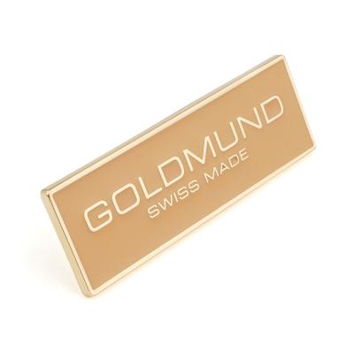 China Rectangle Metal Logo Name Metal Gold Logo Tag Plate Custom Embossed Metal Label for Bag à venda