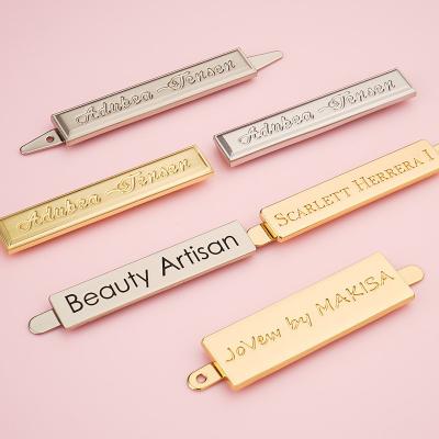 Cina Handbag Metal Name Plate with Custom Fashion Metal Plate Logo Rectangle Metal Logo in vendita