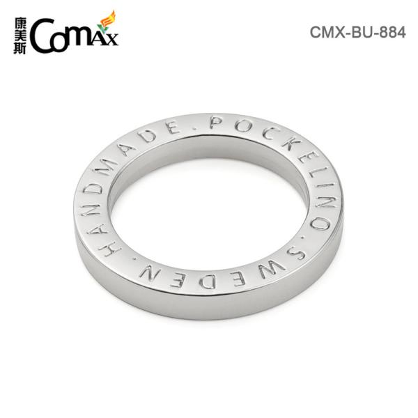 Quality Handbag Accessories 22mm Silver Plated Metal O-Ring with Custom Engraved Design for sale