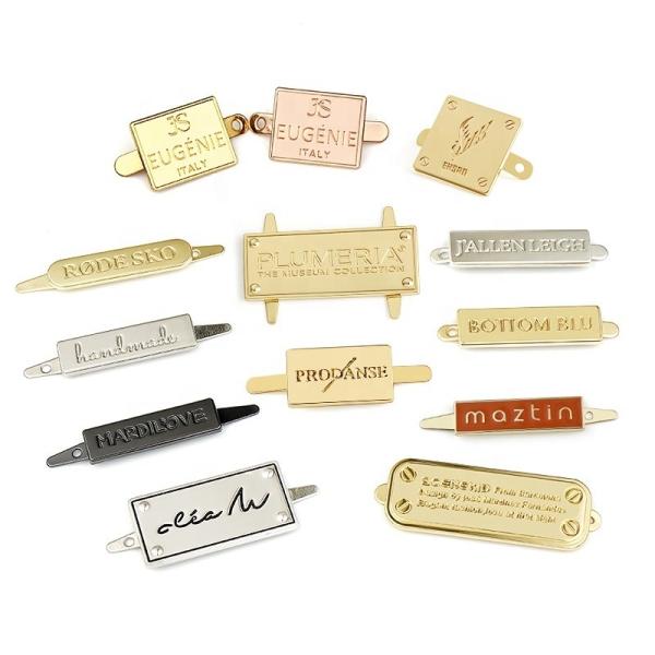 Quality Customized Size Handbag Hardware Engraved Metal Logo Plate Tags Custom Labels for sale