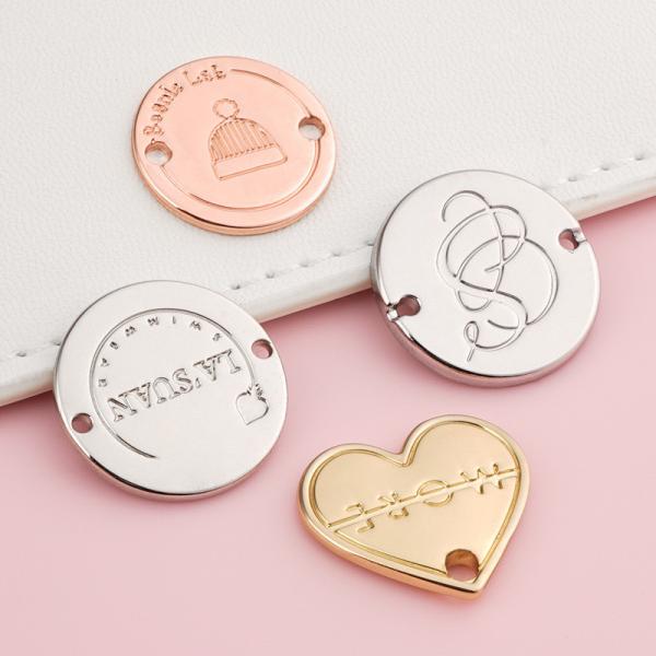 Quality Garment Customized Size Letters Gold Metal Logo Plate Sewing Metal Clothes Label for sale