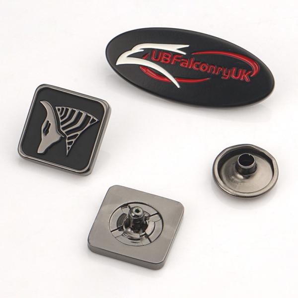 Quality Eco Friendly Customised Metal Name Tags For Wallets Embossed Logo Black Nickel for sale