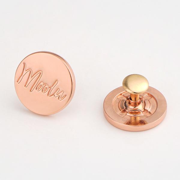 Quality Rivet Fixation Metal Logo Tag Custom Round Engraved Logo For Wallet And Purse for sale