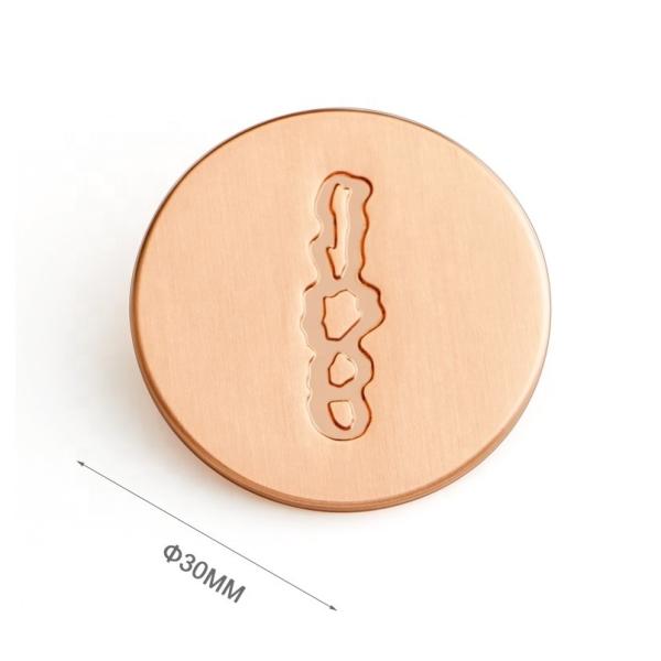 Quality Custom Logo Round Metal Tag Design Rose Gold Name Plate For Handbags Customized Size for sale