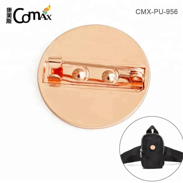 Quality Custom Logo Round Metal Tag Design Rose Gold Name Plate For Handbags Customized for sale
