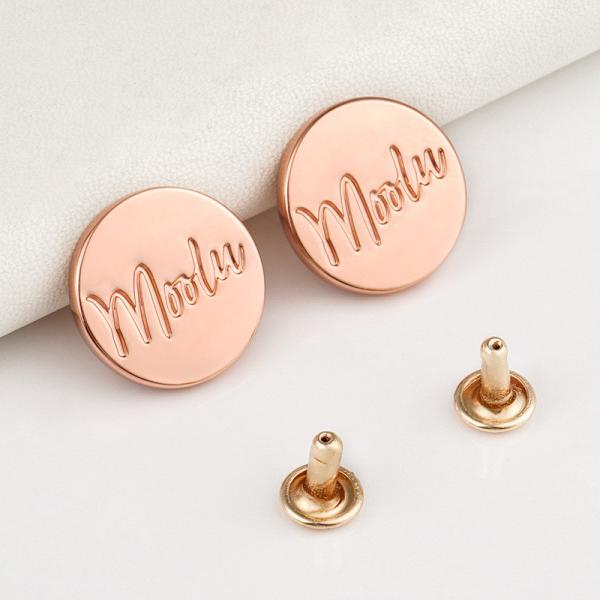 Quality Custom Round Shape Metal Bag Label With Engraved Logo Antioxidant Zinc Alloy for sale