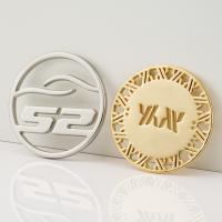 Quality Sustainable Clothing Custom Cut Out Metal Logo Tag with Self Adhesive Label for sale