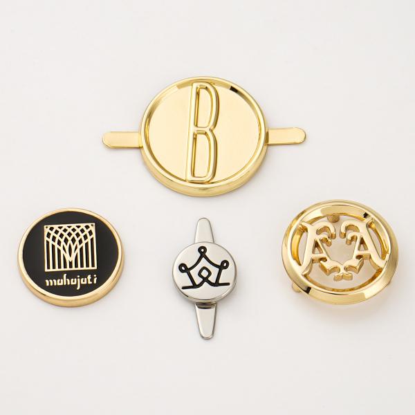 Quality Sustainable Clothing Custom Cut Out Metal Logo Tag with Self Adhesive Label for sale